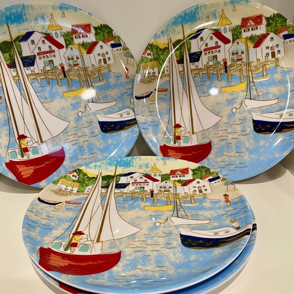 Kitchen | Set Of 8 Nantucket Melamine Plates | Poshmark